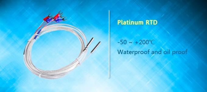 3 Wire 100 Ohm Platinum RTD Temp Sensor IP68 Protection SUS304 Probe